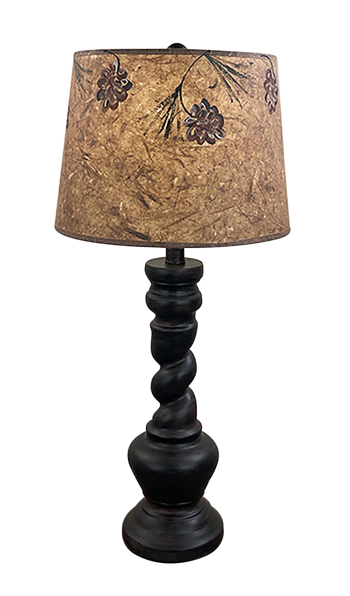 Rustic Burnt Sienna "B" Pot Twist Table Lamp W/Pinecone Shade ...