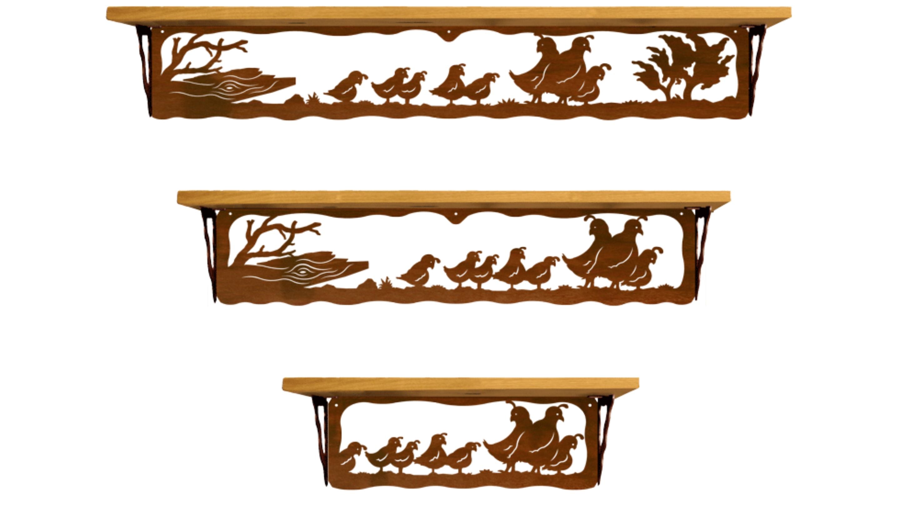 Quail Family Metal Wall Shelf with Wood Top – Inspired by the Outdoors ...