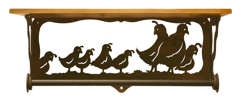 Quail Family 20 Inch Hand Towel Bar Shelf – Inspired by the Outdoors