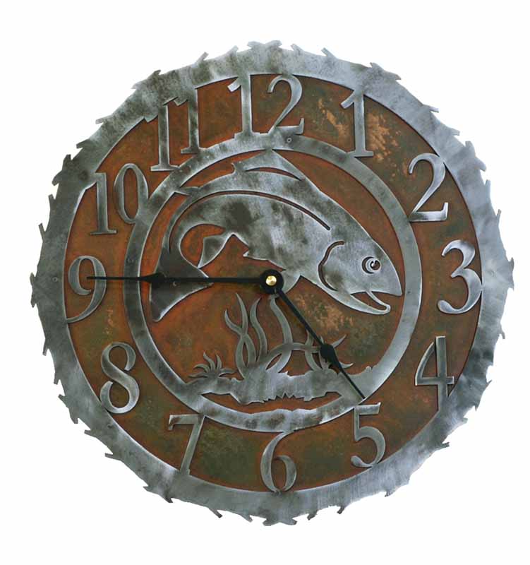 Trout Design Metal Wall Clock – Inspired by the Outdoors