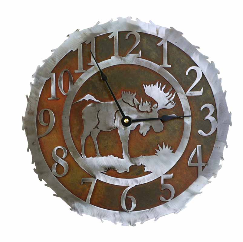 Bull Moose Design Metal Wall Clock – Inspired by the Outdoors