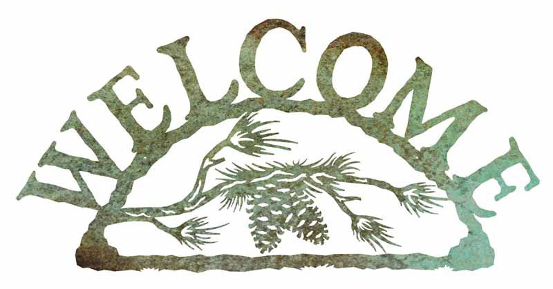 Pine Cone Rustic Metal Welcome Sign – Inspired by the Outdoors